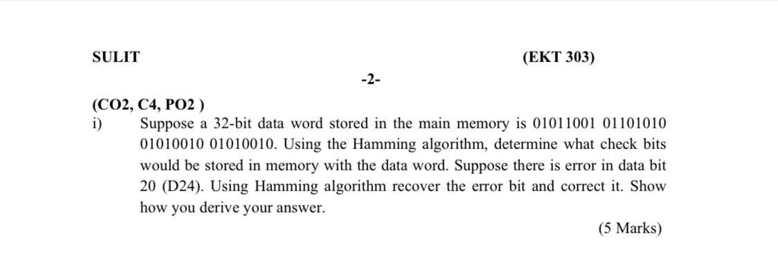 Solved i) Suppose a 32-bit data word stored in the main | Chegg.com