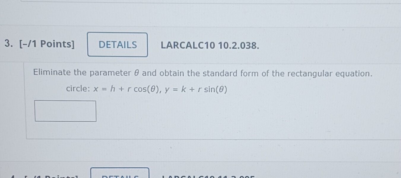 Solved Eliminate the parameter θ and obtain the standard | Chegg.com