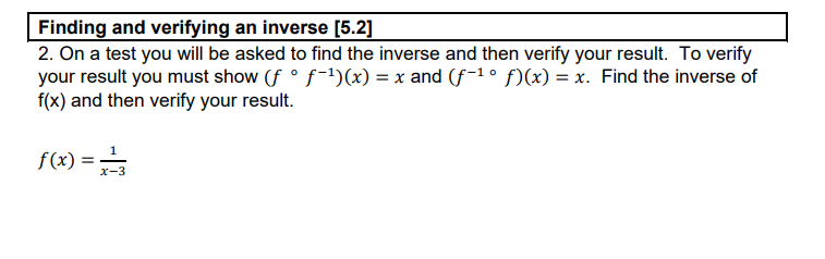 Solved Finding and verifying an inverse [5.2]On a test you | Chegg.com