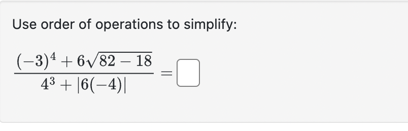 Use order of operations to simplify: | Chegg.com