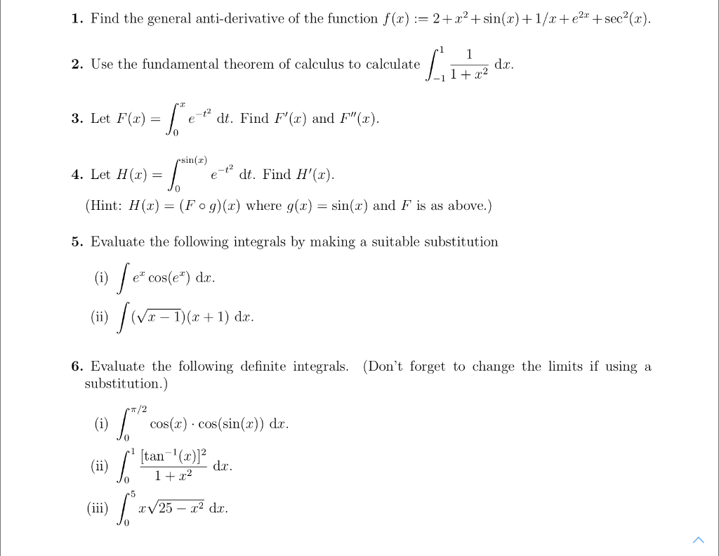 Solved 1. Find the general anti-derivative of the function | Chegg.com