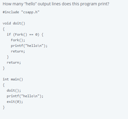 Solved How many "hello" output lines does this program | Chegg.com