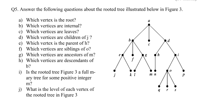 Solved Q5. Answer the following questions about the rooted | Chegg.com