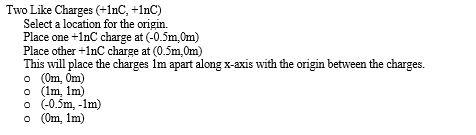 Solved Two Like Charges (+1nC, +1nC) Select a location for | Chegg.com