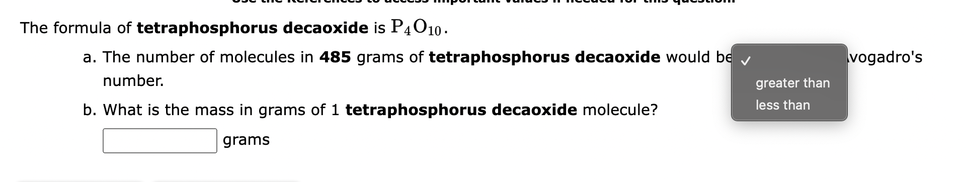 Solved The formula of tetraphosphorus decaoxide is P4O10. a. | Chegg.com