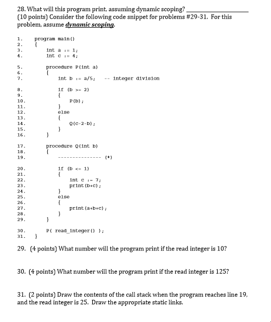 Solved For problems #27-28, consider the following code | Chegg.com