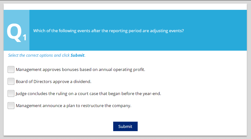 Solved Q Which of the following events after the reporting | Chegg.com