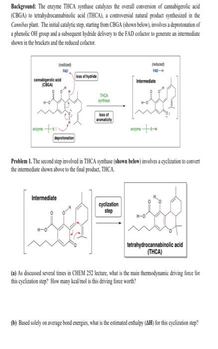 Solved The enzyme THCA synthase catalyzes the overall | Chegg.com
