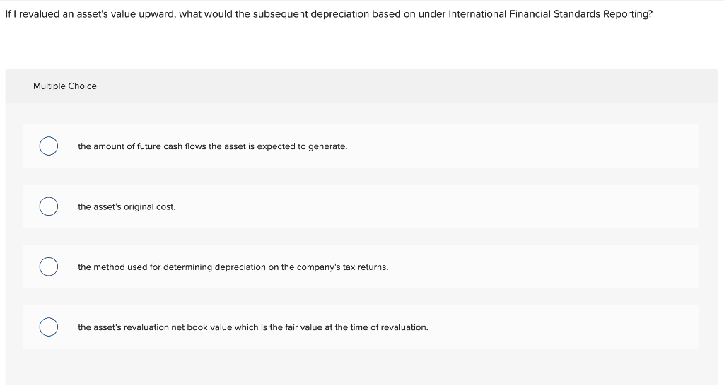 Solved If I revalued an asset's value upward, what would the | Chegg.com