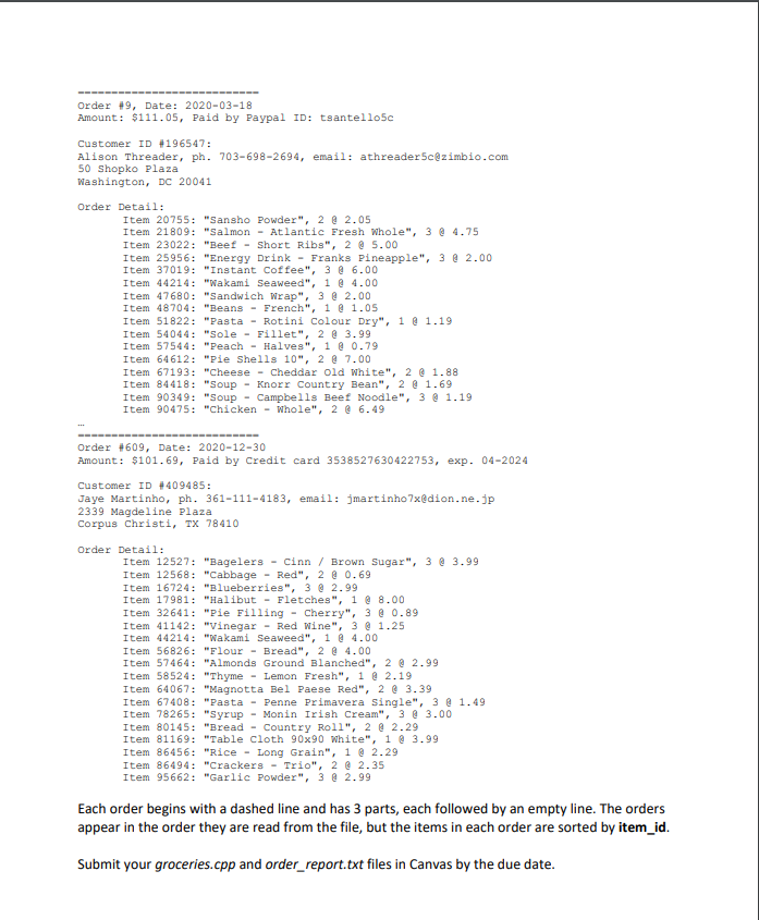 Solved Project 5 – Online Groceries CS 2370 Background With | Chegg.com