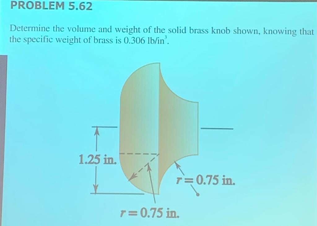 Determine the volume and weight of the solid brass | Chegg.com