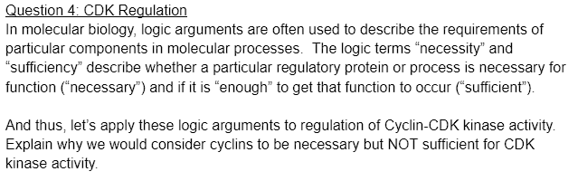 Solved Question 4: CDK Regulation In molecular biology, | Chegg.com