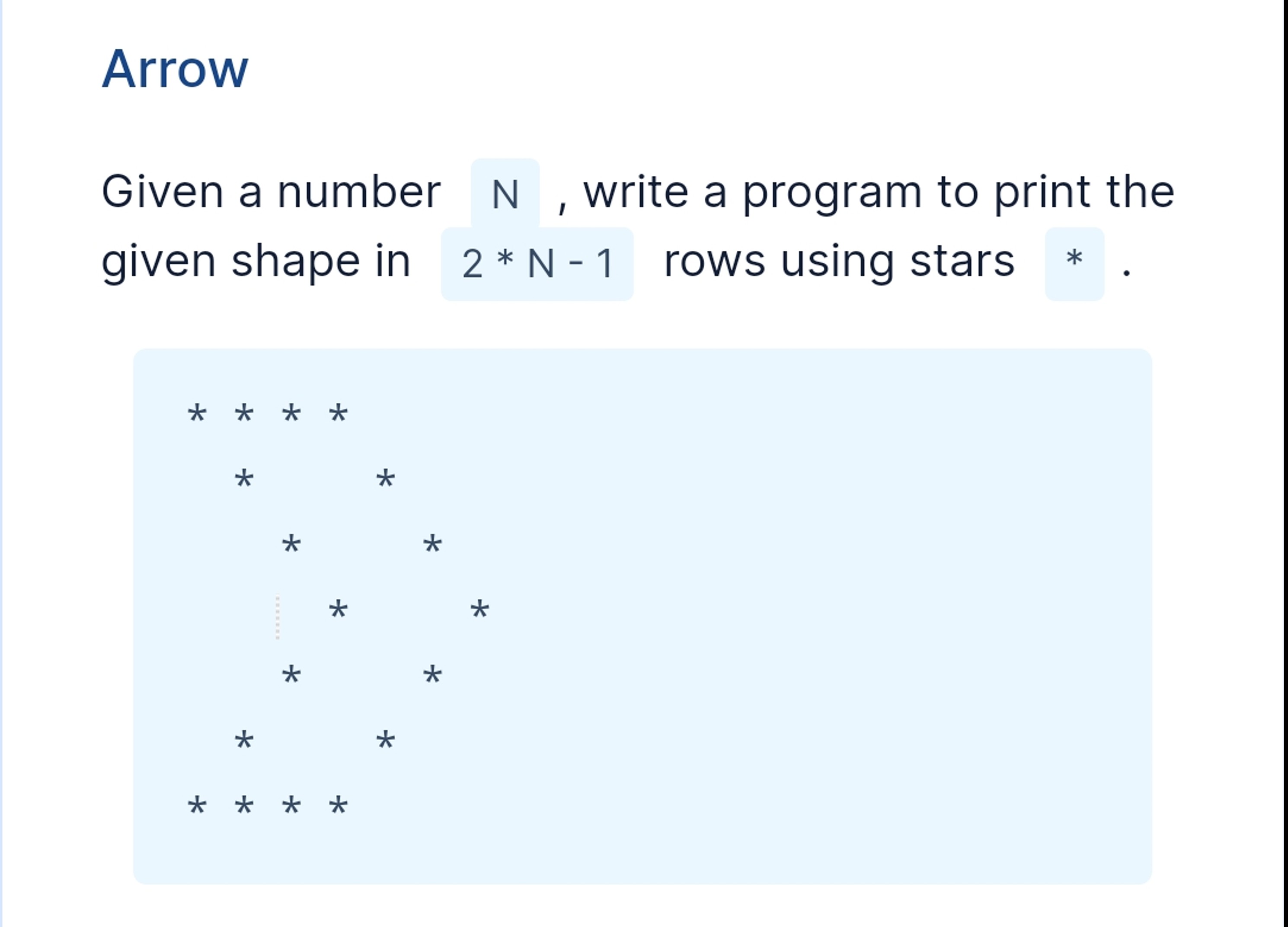 Solved ArrowGiven a number N , ﻿write a program to print | Chegg.com