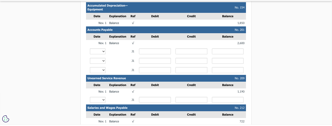 Solved Post to the ledger accounts. Use J1 for the posting | Chegg.com