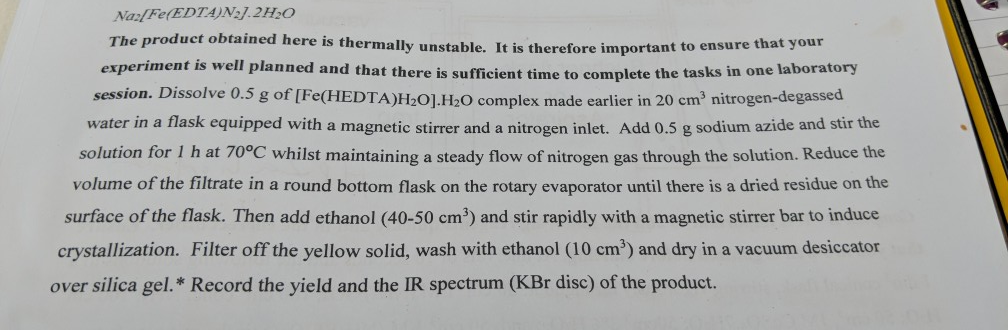 Solved Naz/Fe(EDTA)N.7.2H2O The product obtained here is | Chegg.com