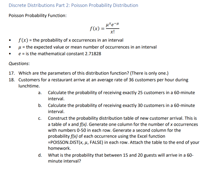 Solved Discrete Distributions Part 2: Poisson Probability | Chegg.com