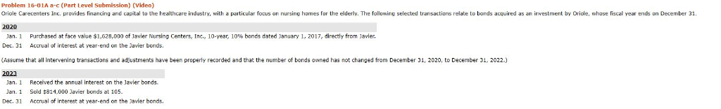 Solved Problem 16-01A a- (Part Level Submission) (Video) | Chegg.com