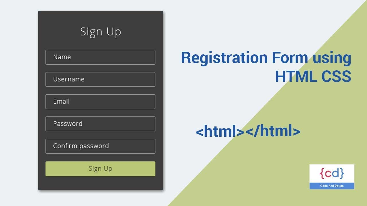 Solved Create a Registration form using HTML and CSS, for | Chegg.com