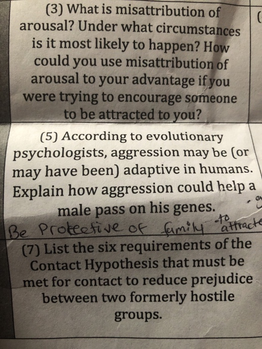 Solved (3) What is misattribution of arousal? Under what | Chegg.com