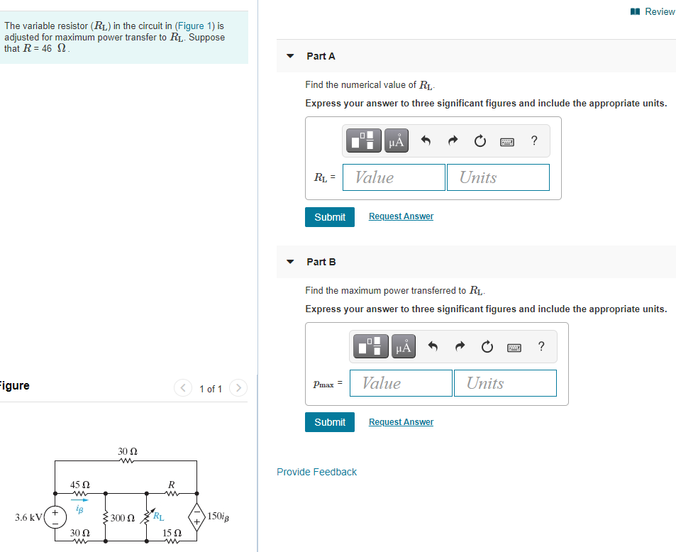 Solved Review The variable resistor (RL) in the circuit in | Chegg.com