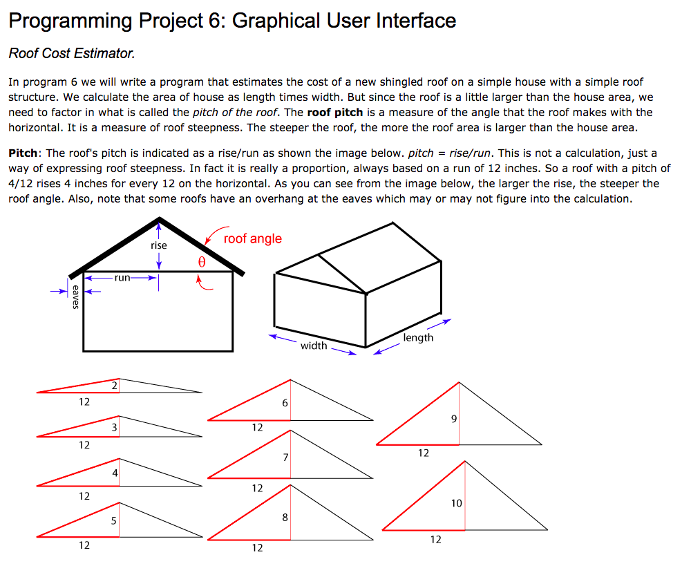 Solved Programming Project 6: Graphical User Interface Roof | Chegg.com