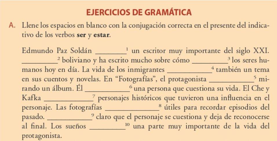EJERCICIOS DE GRAMÁTICA A. Llene los espacios en | Chegg.com
