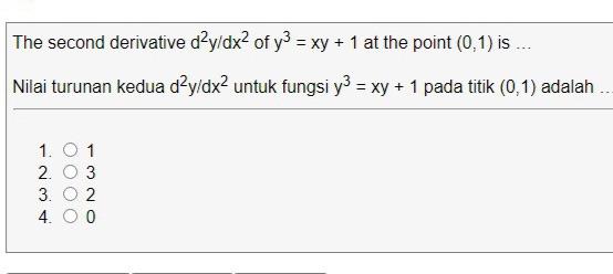 Solved The second derivative dy/dx2 of y3 = xy + 1 at the | Chegg.com