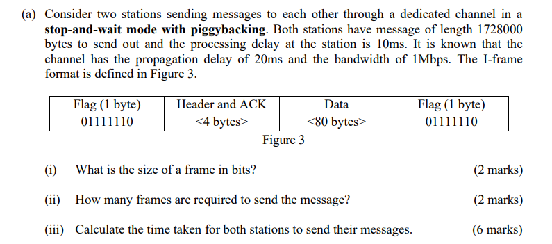 Solved (a) Consider two stations sending messages to each | Chegg.com