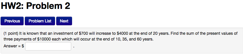 Solved HW2: Problem 2 Previous Problem List Next (1 point) | Chegg.com