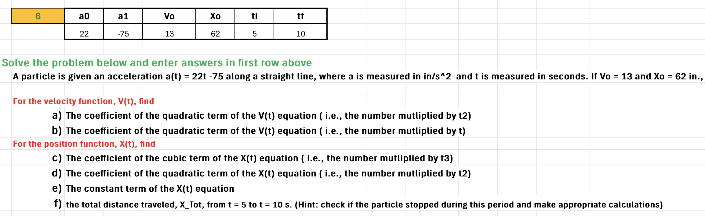 Solved Solve the problem below and enter answers in first | Chegg.com