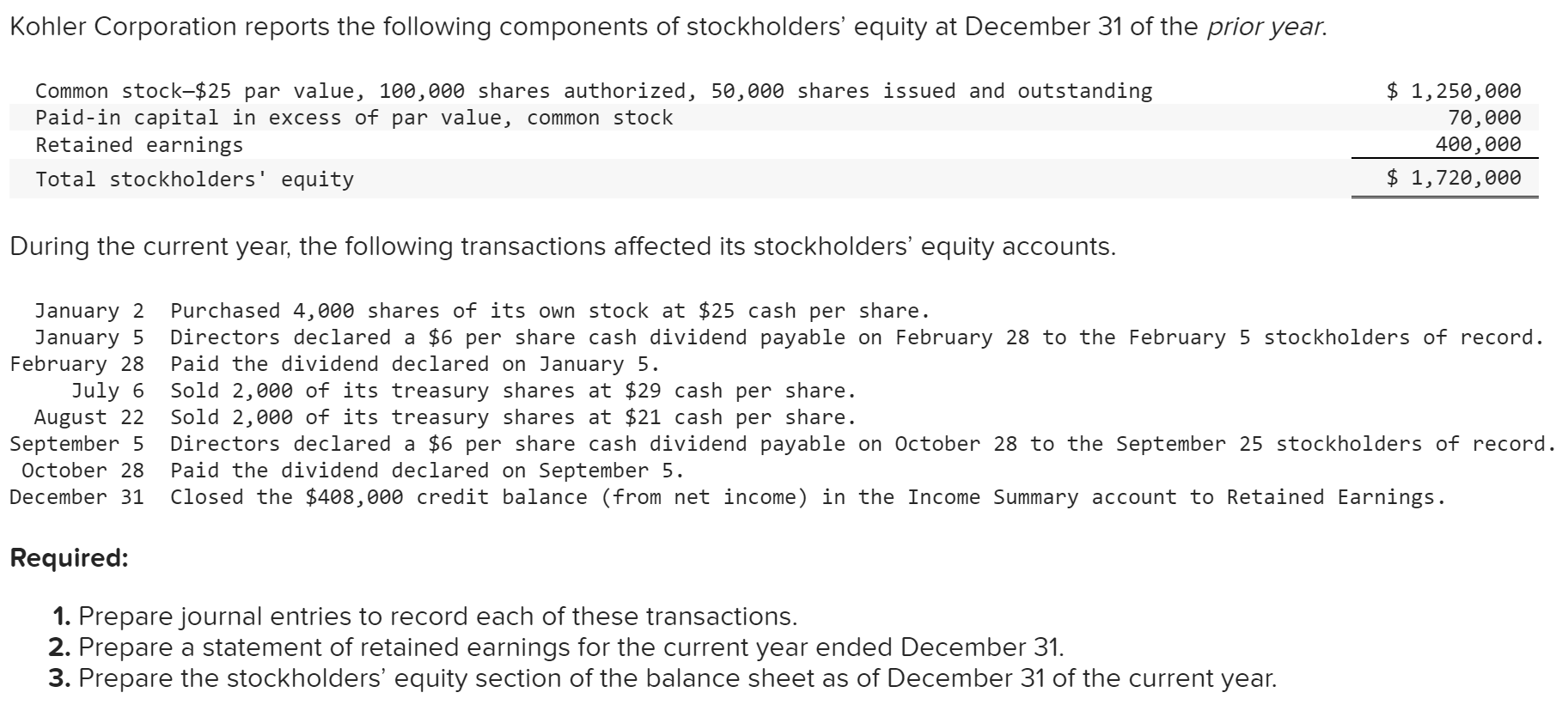 Solved During the current year, the following transactions | Chegg.com