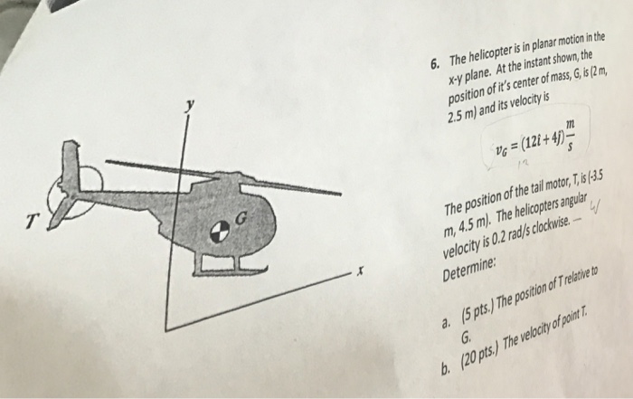 Solved The helicopter is in planar motion in the x-y plane. | Chegg.com