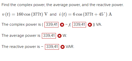 Solved Find the complex power, the average power, and the | Chegg.com