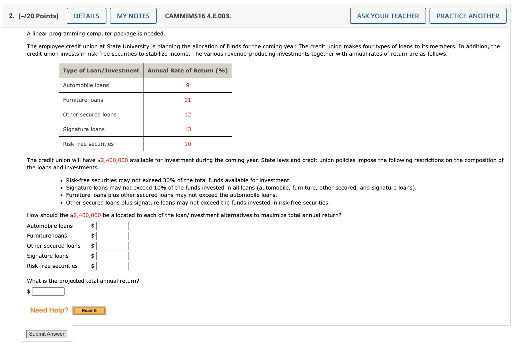 Solved A linear programming computer package is needed.The | Chegg.com