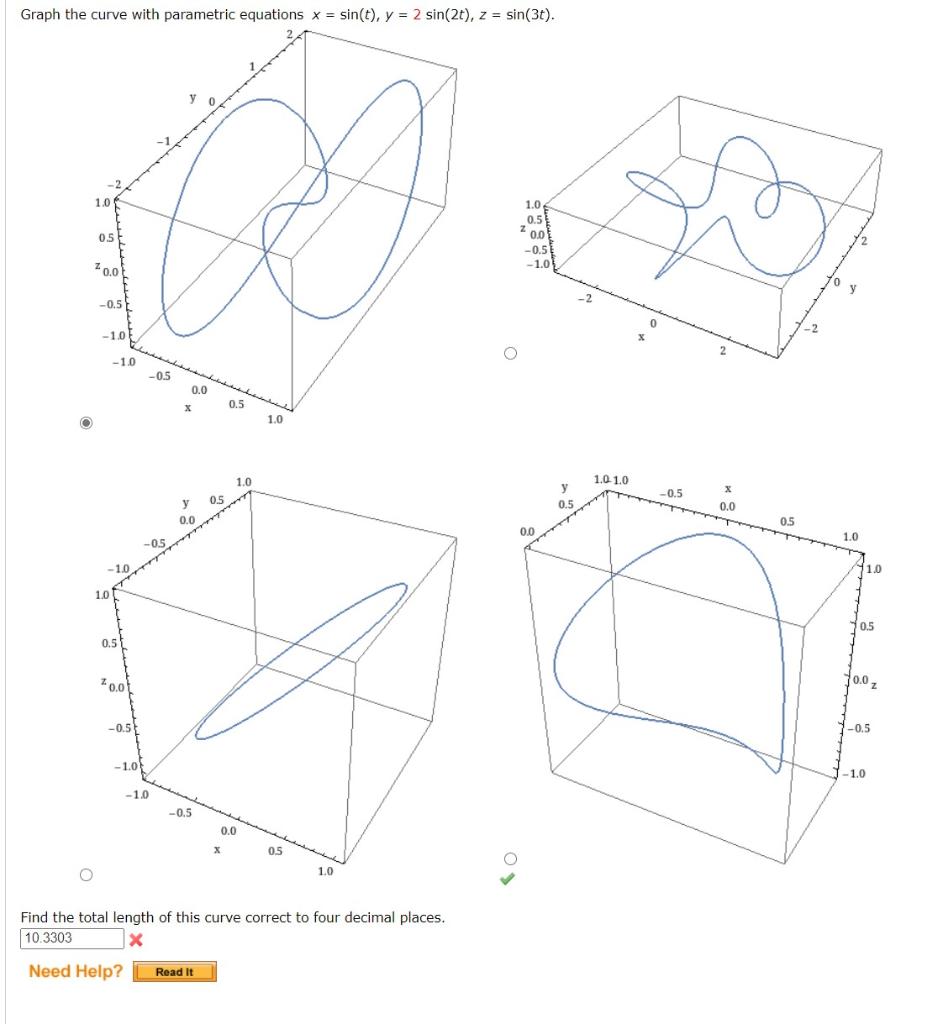 Solved Graph the curve with parametric equations x = sin(t), | Chegg.com