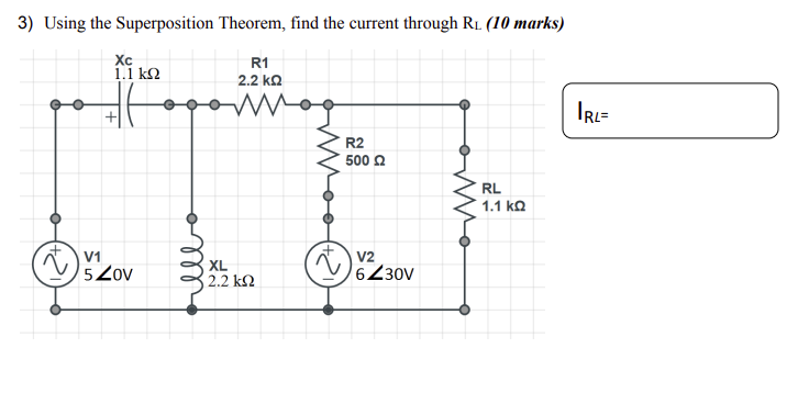 Solved 3) Using the Superposition Theorem, find the current | Chegg.com