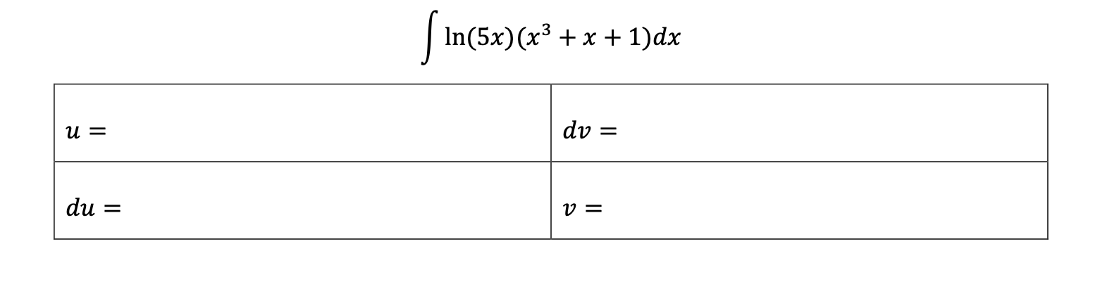 Solved ∫ln(5x)(x3+x+1)dx | Chegg.com