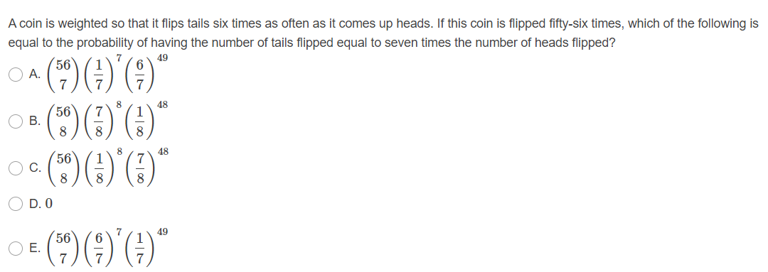 Solved A coin is weighted so that it flips tails six times | Chegg.com