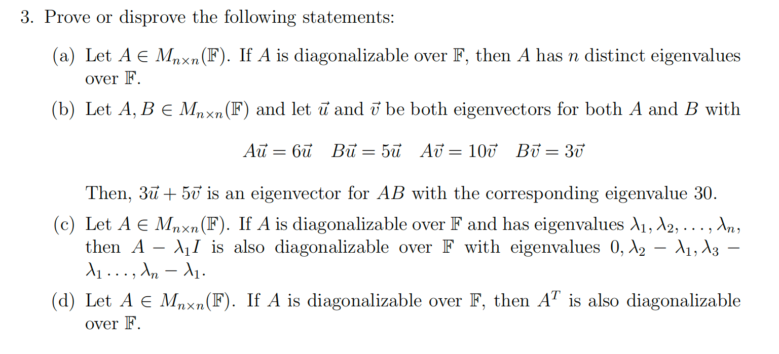 Solved Prove or disprove the following statements: (a) Let | Chegg.com