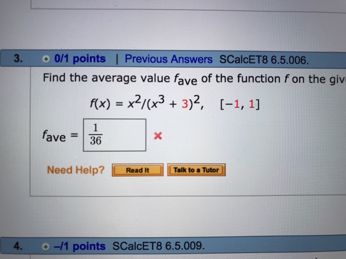 Solved 3. 0/1 points | Previous Answers SCalcET8 6.5.006. | Chegg.com