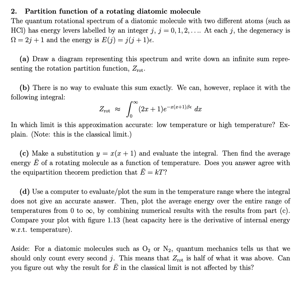 Solved 2. Partition function of a rotating diatomic molecule | Chegg.com