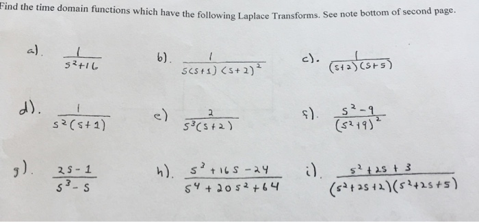 Solved Find the time domain functions which have the | Chegg.com