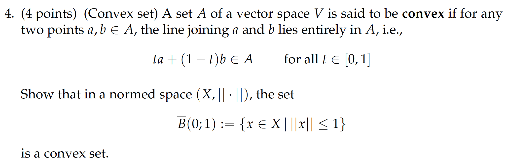 Solved 4 4 Points Convex Set A Set A Of A Vector Space 9477