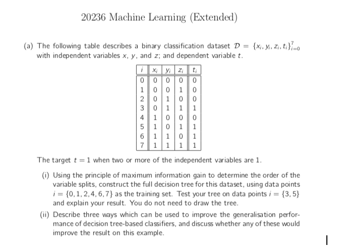 Solved 20236 Machine Learning Extended A The Following