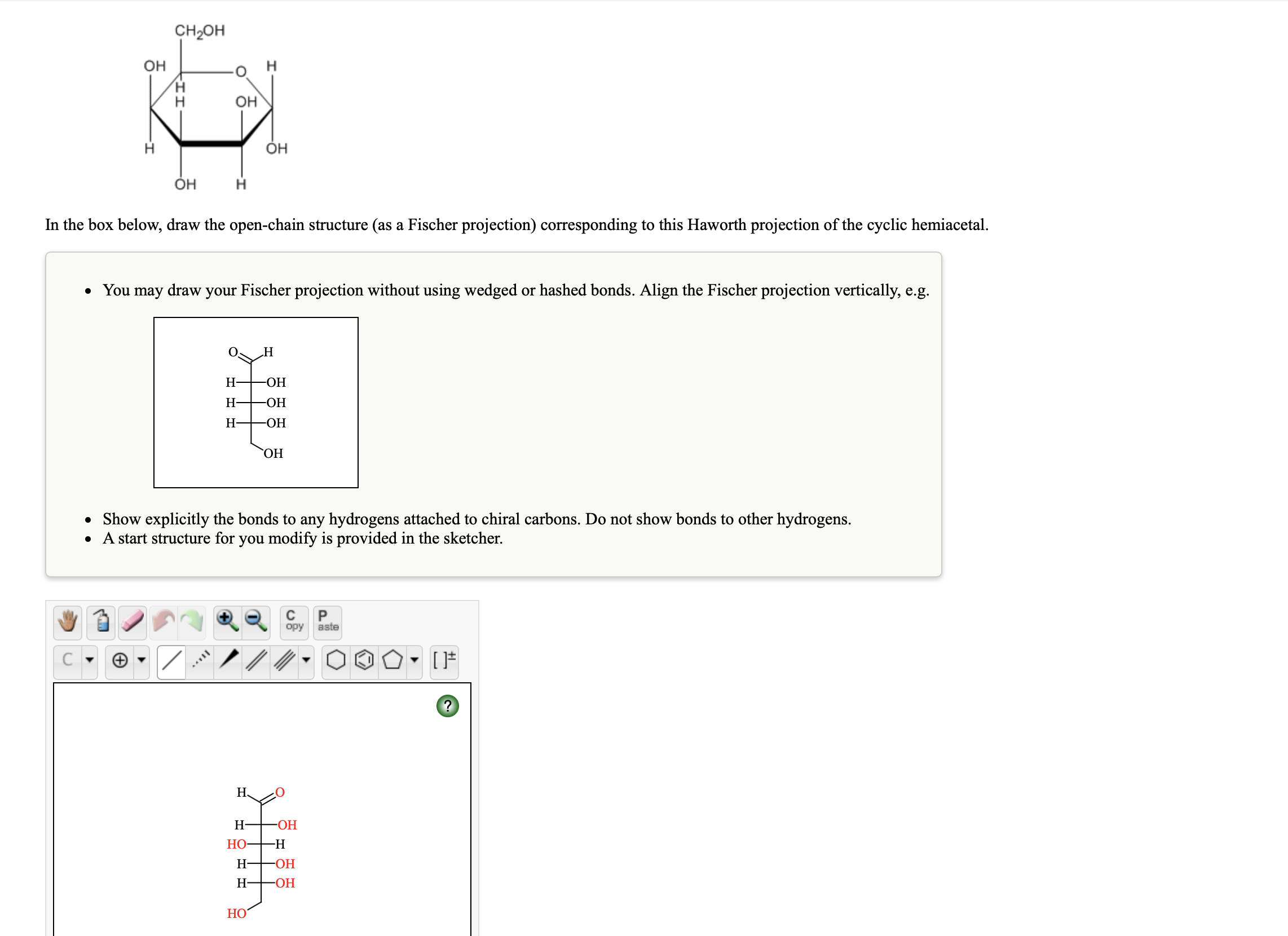 Solved CH2OH OH H H OH H OH OH H In the box below, draw the | Chegg.com