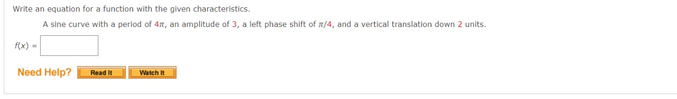 Solved Write an equation for a function with the given | Chegg.com