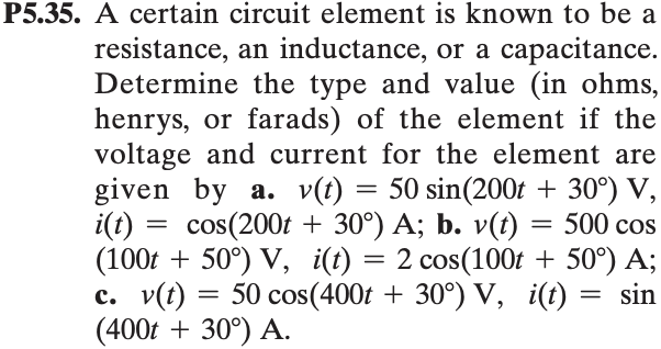 Solved .35. A certain circuit element is known to be a | Chegg.com