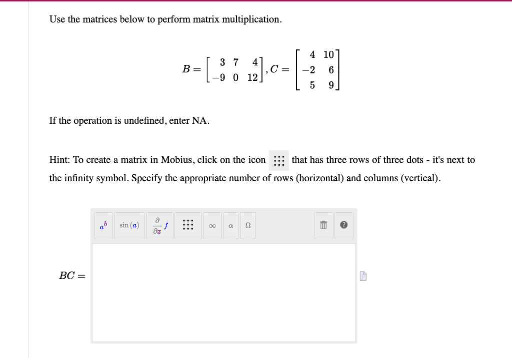 Solved Use the matrices below to perform matrix | Chegg.com