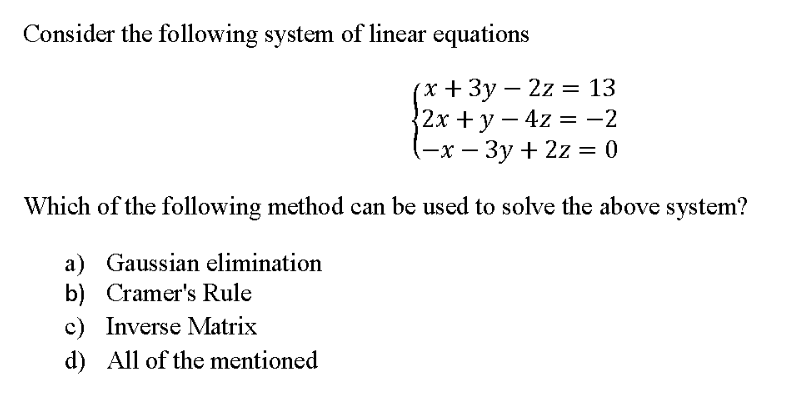Solved Consider the following system of linear equations (x | Chegg.com