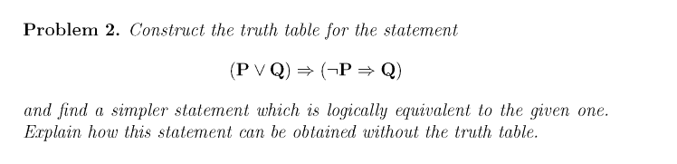 Solved Problem 2. Construct the truth table for the | Chegg.com